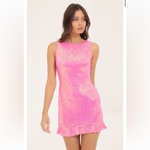 Lucy in the Sky | Dresses | Ophelia Holographic Sequin Open Back Ruffle ...